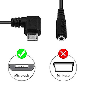 Duttek Micro USB to 3.5mm Jack Audio Adapter Cable, Audio to Micro USB, Right Angled Micro USB Male to 4 Pole 3.5mm Female Cable Cord for Active Clip Mic Microphone Convert Adapter. 6Inch/15cm