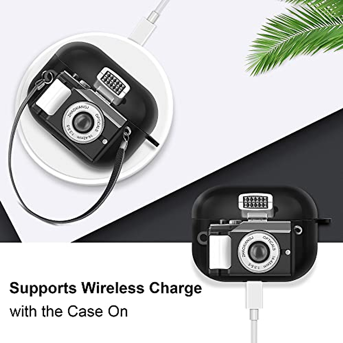Coolden Compatible with AirPod 3rd Generation Case Cover Vintage Camera Design for Women Girls Creative Flash Shutter Function with Wrist Strap Soft Silicone Protective Shockproof Case for Airpods 3rd