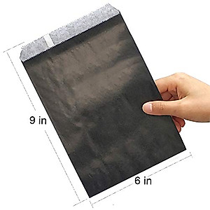 AZOWA Candy Buffet Bags Black Color 6 x 9 In Large Paper Treat Bags Pack of 100
