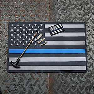 Raiseek Thin Blue Line Flag Gun Mat Gun Cleaning Mat of USA 11"x17"