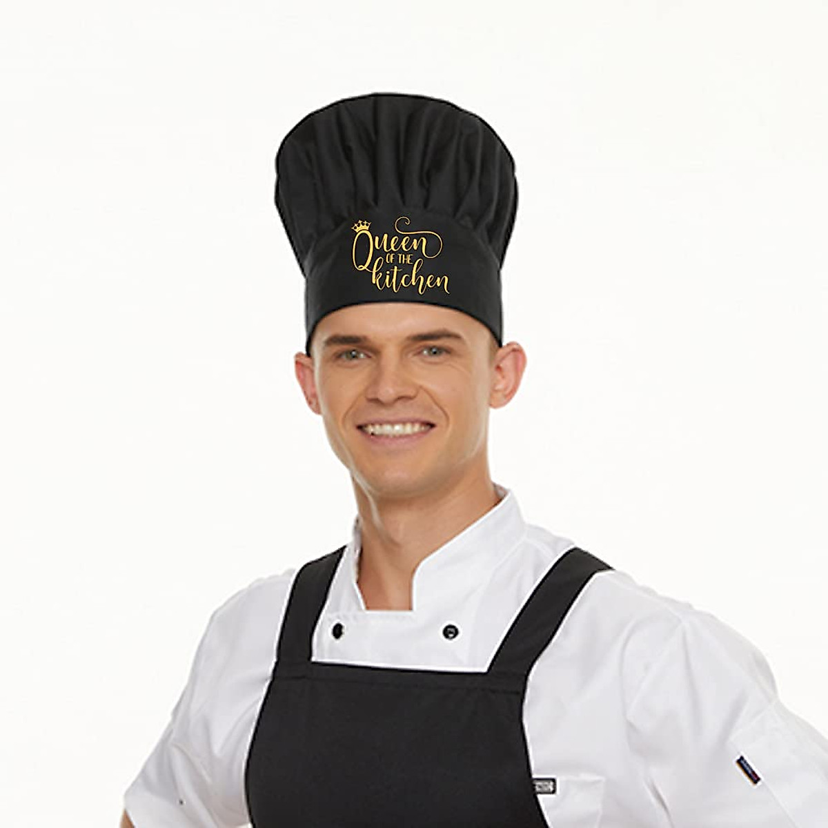 Queen of The Kitchen Chef Hat, Funny Chef Wear, Embroidered Design, Adjustable Kitchen Cooking Hat for Men & Women Black, Birthday for Mom Wife Girlfriend Aunt Grandma