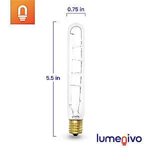 lumenivo 40 Watt 130 Volt T6.5 Refrigerator Light Bulb ー Replaces 40w 120v Freezer Light Bulb Subzero 500 Series Refrigerator Freezer ー Intermediate Base E17 ー Clear Incandescent Bulb ー 2 Pack