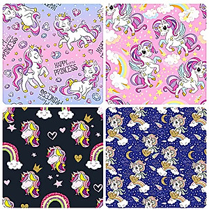 Titiweet Unicorn Wrapping Paper for Girls Kids - 12 Sheets Princess Wrapping Paper for Christmas Birthday Holiday, 20 x 28 Inches Per Sheet