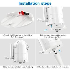 Koroao Adjustable Crib Mount for Infant Optics DXR-8/PRO/Motorola Baby Monitor, Versatile for Infant Optics Baby Monitor Versatile Twist Holder Without Tools or Wall Damage(White)
