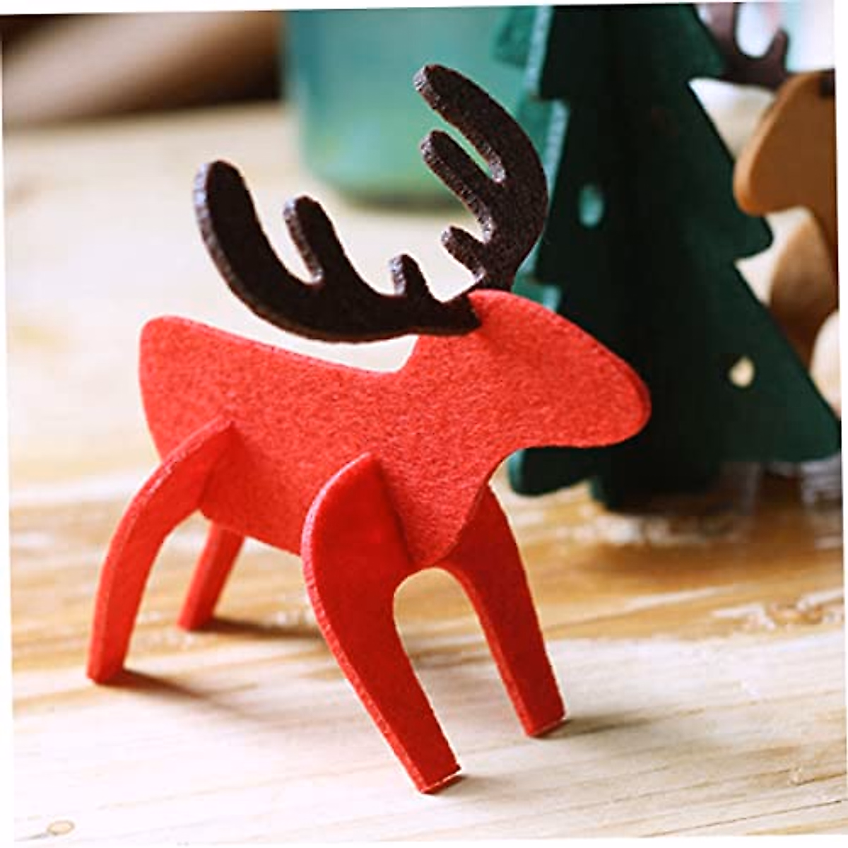 BESTOYARD 4pcs Christmas Felt Ornaments Mini Reindeer Model Christmas Tabletop Sign Christmas Felt Decor Holiday Centerpiece dseer Figurine sttue Desktop Mini Snowman Collection Elk