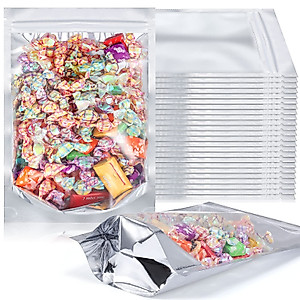 200 Pieces Resealable Polyester Film Bags Clear Front Polyester Film Bags Edible Packaging Bags Stand Up Aluminum Foil Seal Bags Stand Up Bags