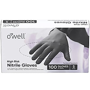 OWell Black Disposable Nitrile Gloves, 100 Ct | X-SMALL | Disposable Gloves Extra Small, 4mil, Disposable Latex Free Gloves, Powder Free Food Safe Gloves, Medical Exam Gloves (100 Count)