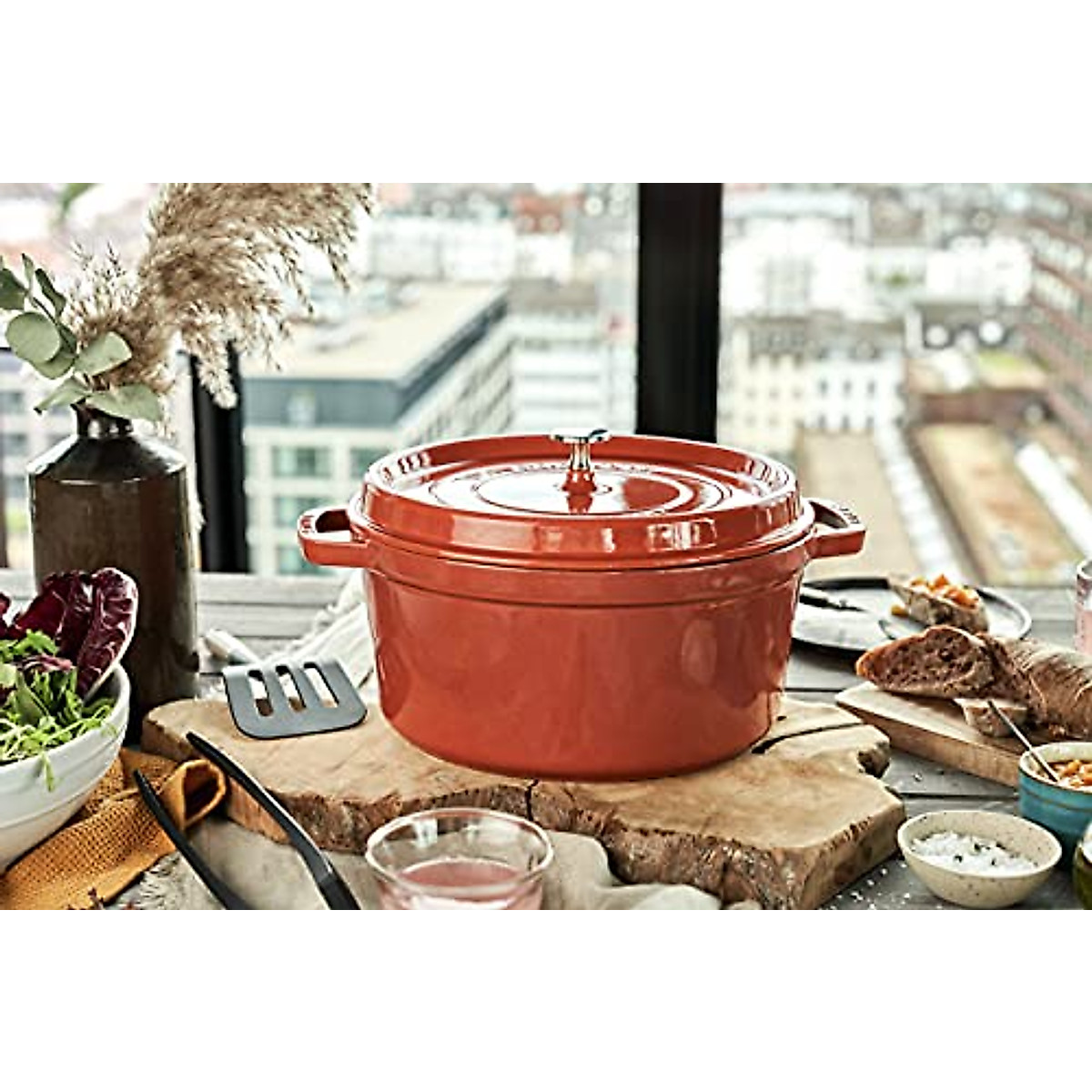 STAUB Cast Iron Dutch Oven 7-qt Round Cocotte, Made in France, Serves 7-8, Burnt Orange