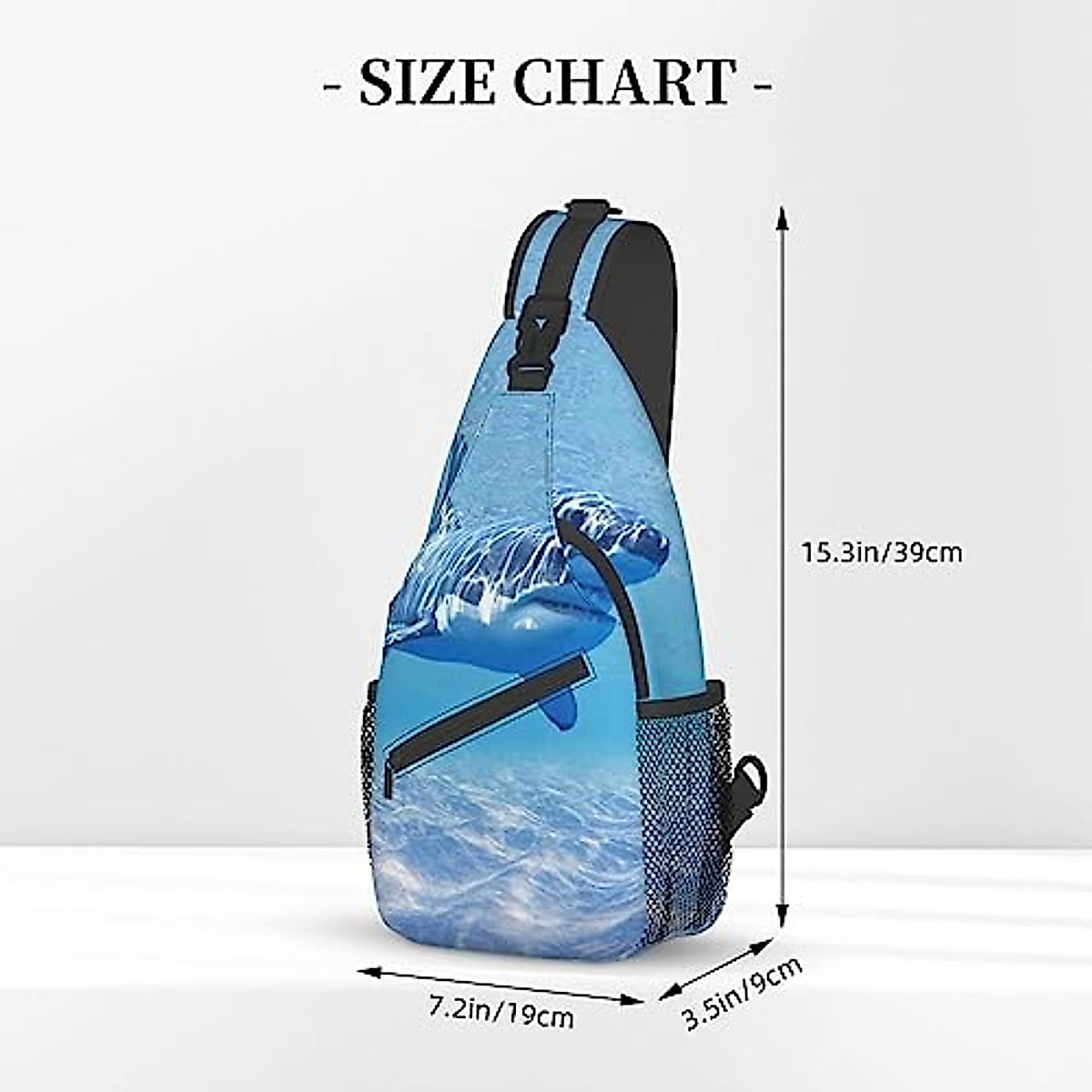 UNIOND Ocean sharks Printed Sling Bag Adjustable Cross Chest Bag Shoulder Backpack for Outdoor Travel