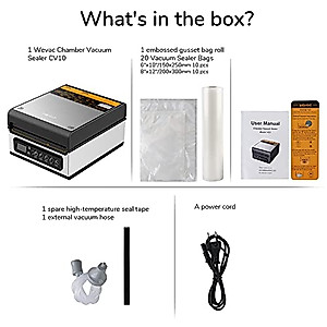 Wevac Chamber Vacuum Sealer, CV10, ideal for liquid or juicy food including Fresh Meats, Soups, Sauces and Marinades. Compact design, Heavy duty, Professional sealing width, Commercial machine