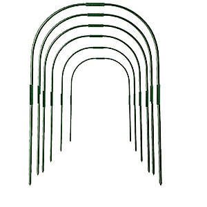 MISNODE 6PCS Greenhouse Hoops, 35.5 x 20.5 Inch Plant Support Garden Stakes, Rustproof Steel Tall Plant Grow Tunnel Hoop with Detachable Stakes for Garden Fabric Netting Raised Beds