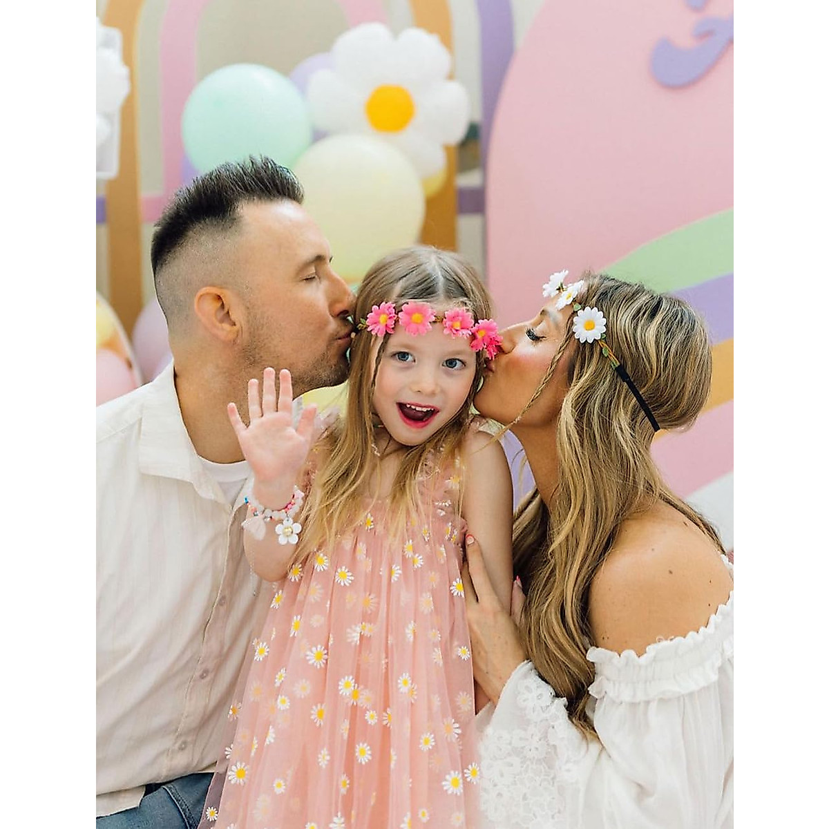 AGQT Baby Girls Daisy Tutu Dress Sleeveless Tulle Tutu Dress Princess Birthday Party Dresses Babydoll Pink Daisy-Lace Size 12-18 Months