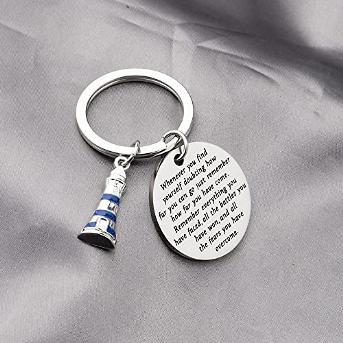 TIIMG Lighthouse Motivational Gifts Nautical Lighthouse Keychain Prayer Religious Christian Gifts (Lighthouse whenever)