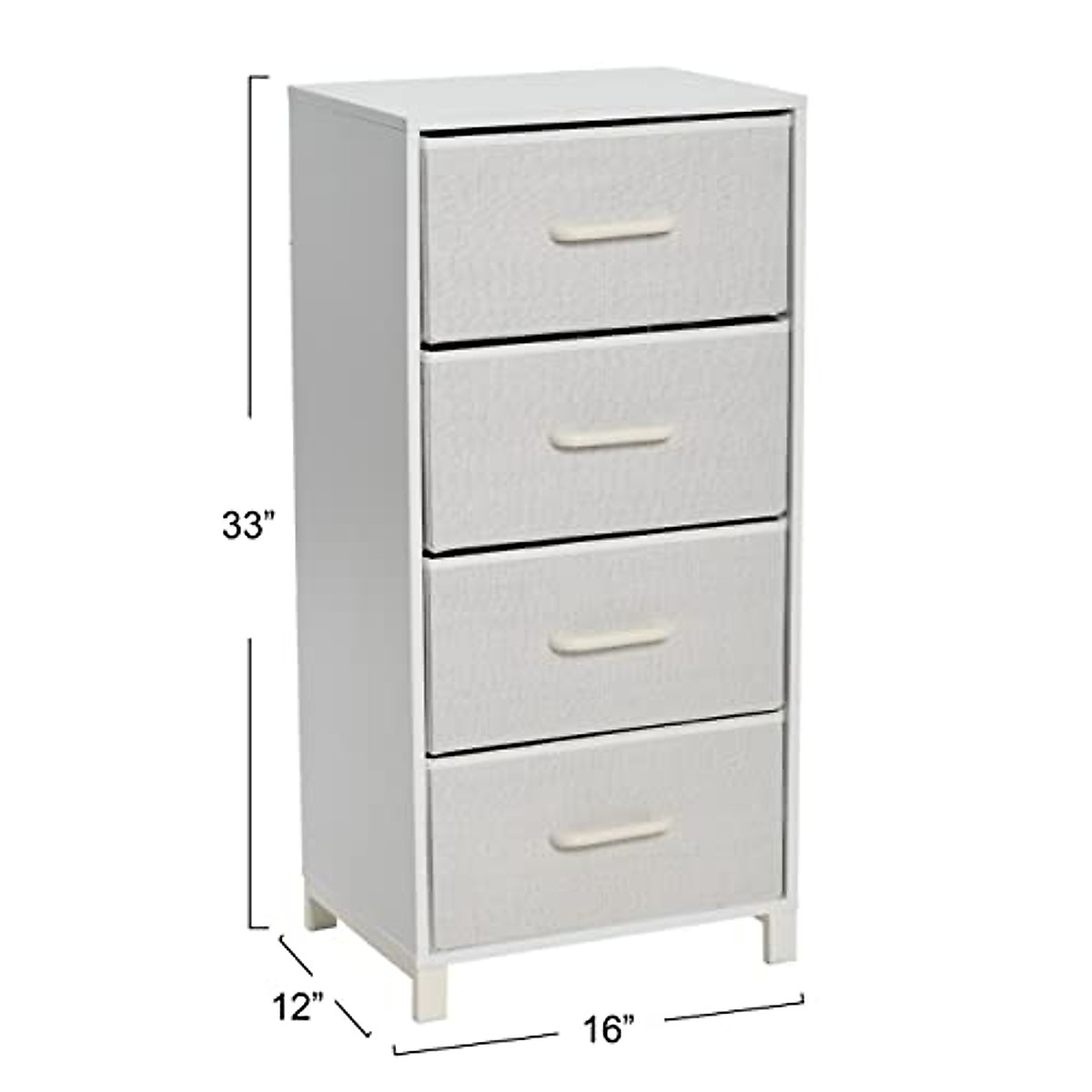Household Essentials White 4 Drawer Bed Side Table