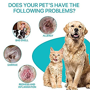 Removal Ear Powder for Pets, Dog Ear Cleaner, Removes Irritation, Itching and Infection, Reduce Ear Scratching and Head Shaking, Pets Ear Infection Treatment, Cleans & Remove Odors