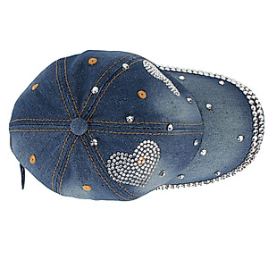 Hoce Fashion Rhinestone Denim Baseball Cap Studded Bling Hat for Women