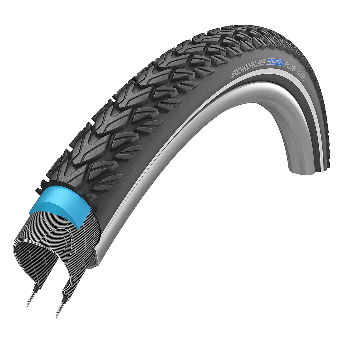 Schwalbe - Marathon Plus Tour Off Road and Touring Wire Clincher Bike Tire | 26 x 2 | Performance Line | Black/Reflective