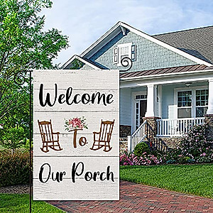 AGMdesign Welcome to Our Home Garden Flag, Double Sided Waterproof Burlap Yard Flag Seasonal Summer Outdoor Decoration 12.5 x 18 Inch