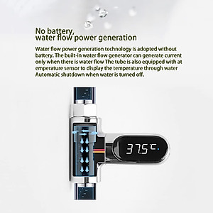 KAMEISHI Shower Thermometer Second Generation Led Digital Display Baby Bath Water Fahrenheit Celsius Thermometer 360°Rotating Screen for Home Bathroom Kitchen k2