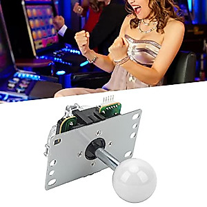 Arcade Game Fighting Stick, Arcade Game Joystick Small Shaking Distance Quadrate Retaining Ring Light Resilience for Game Console(White)