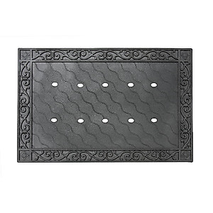 Toland Home Garden 850100 Recycled Rubber Holder, 24" x 36" Doormat Tray, Black
