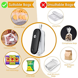 FEPPO Mini Bag Sealer, 2 in 1 Heat Sealer with Cutter, Bag Sealer Heat Seal with Cutter Portable Resealer Machine for Plastic Bags Food Storage Snacks (Batteries Included)