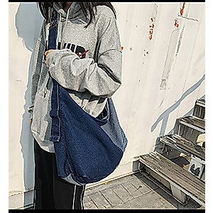 Women Denim Tote Bag Denim Shoulder Bag Hobo Crossbody Handbag Casual School Work Beach Bag(A11)