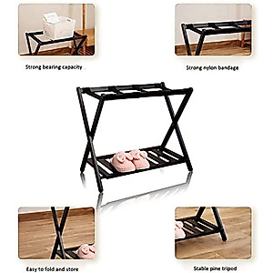 DIEFMJ Foldable Luggage Rack - Solid Hardwood Foldable Storage/Organization Shelf - Easy Assembly - for Home, Bedroom & Travel (Color : White)