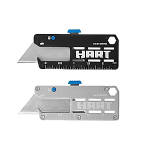 HART 2-Pack 4-IN-1 UTILITY KNIFE: RULER | BOTTLE OPENER | 1/4" DRIVER BIT HOLDER | ONE HANDED OPERATION