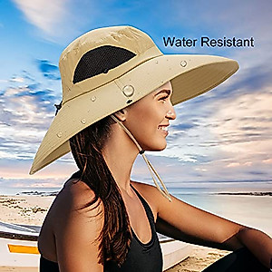 Leotruny Women Super Wide Brim Sun Hat UPF50+ Waterproof Straw Hat for Fishing, Hiking, Camping (C03-dark Gray)