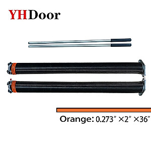 Pair of 2" Garage Door Torsion Springs with Non-Slip Winding Bars, Quality Precision Electrophoresis Black Coated, Minium Life 18,000 Cycles (.273 x 2 x 36)