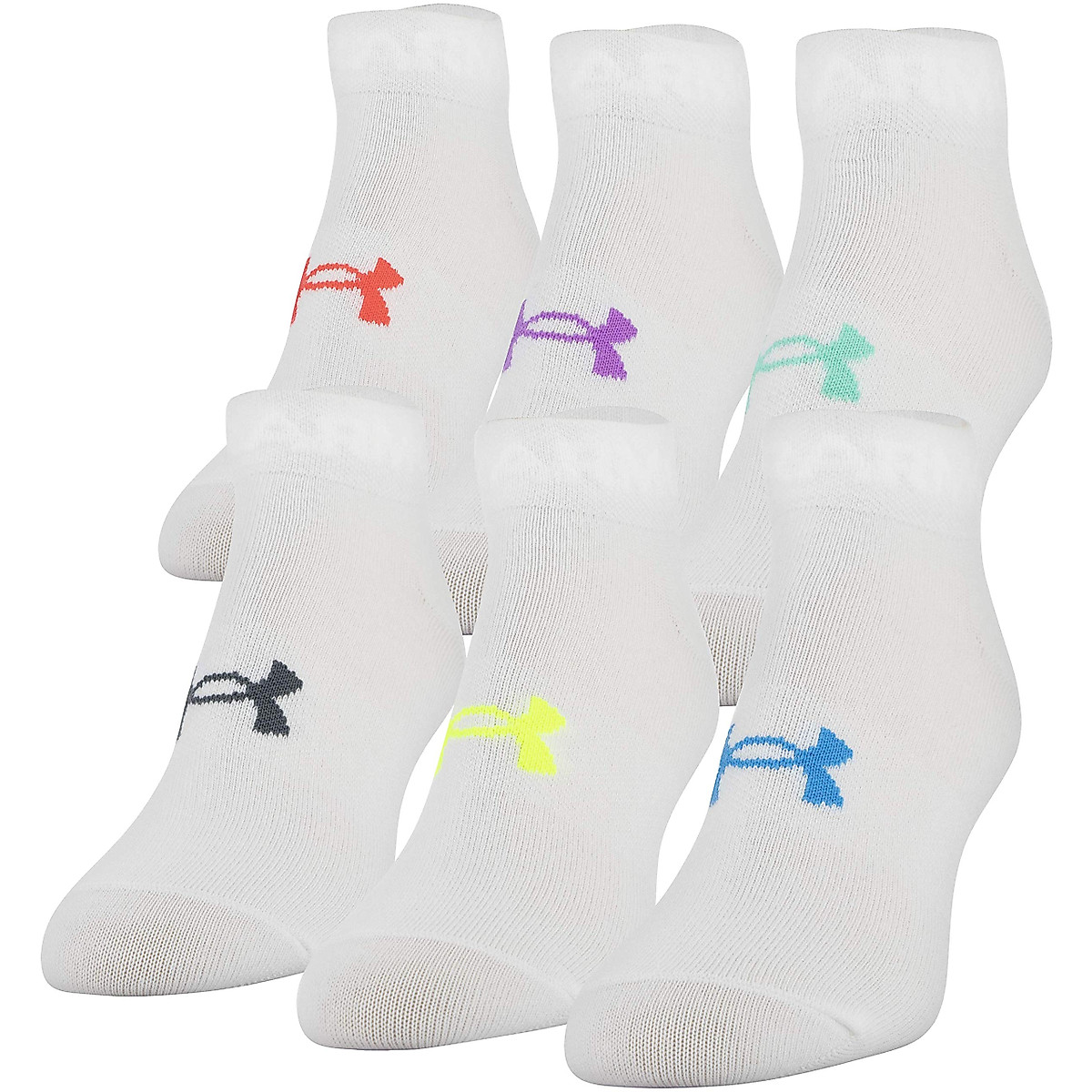 Under Armour Women's Essential Lightweight Low Cut Socks, 6-Pairs, White, Medium