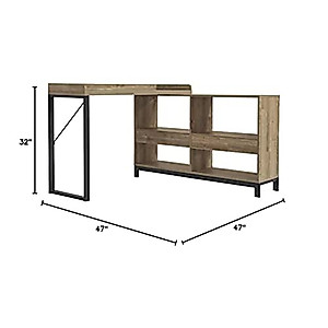 Signature Design by Ashley Gerdanet Modern Farmhouse Home Office L-Shaped Desk with Side Storage, Beige