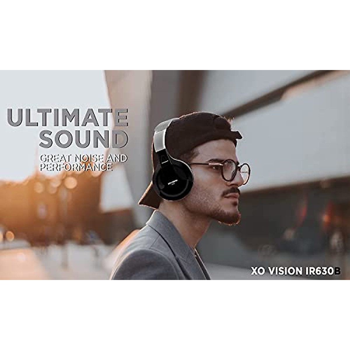 XO Vision IR630BL Universal IR Wireless Foldable Headphones - Black Wireless Bluetooth-Enabled Lightweight Portable for iPhone, Car, Kids Wireless Headphones for Universal Car Entertainment System