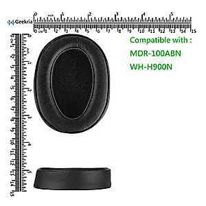 Geekria QuickFit Replacement Ear Pads for Sony MDR-100ABN WH-H900N Headphones Ear Cushions, Headset Earpads, Ear Cups Cover Repair Parts (Black)