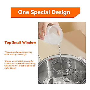 Dough Mixer 7L Large Capacity Electric Dough Maker with Ferment Function for Baking Bread Dough&Pizza Dough - Dough whisk 304 Stainless Steel Blender Add water/seasoning with Top Small Window