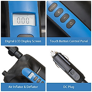 Rokia R Intelligent SUP Air Pump Digital Electric 12V DC 0-20 PSI Set Pressure Inflation and Deflation Function High-Speed Inflation Device for Paddle Board