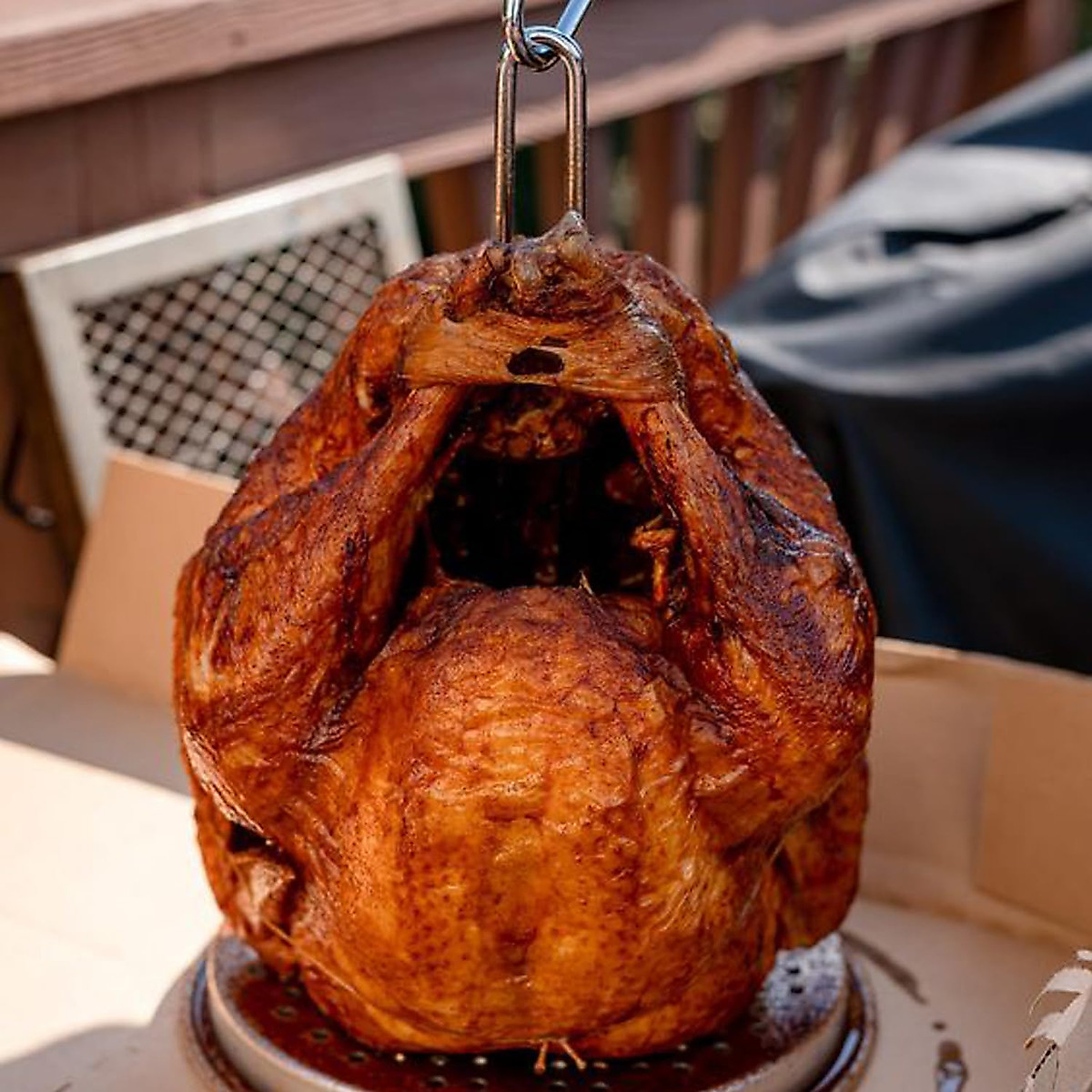 bbq777 Turkey Fryer Replacement Parts Accessory Kit for Deep Fry Pot Grill, for Deep Fryer Holder, Turkey Deep Fryer Hook, Turkey Fryer Hanger, Poultry Stainless Steel Frying Rack w/Aluminum Base