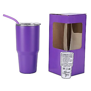 makerflo 30 oz Purple Powder Coated Tumbler Pack of 1 with Upgrad Handle Option, Includes a Sliding Splash & Leak Proof Lid, Ideal for Craft, Personalization (Laser Engraving, UV DTF, Epoxy, Vinyl)