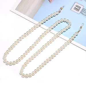 YAHPERN Pearls Bead Eyeglass Chain Sunglasses Holder Strap Eyewear Retainer Glasses Strap Cords Lanyard Necklace