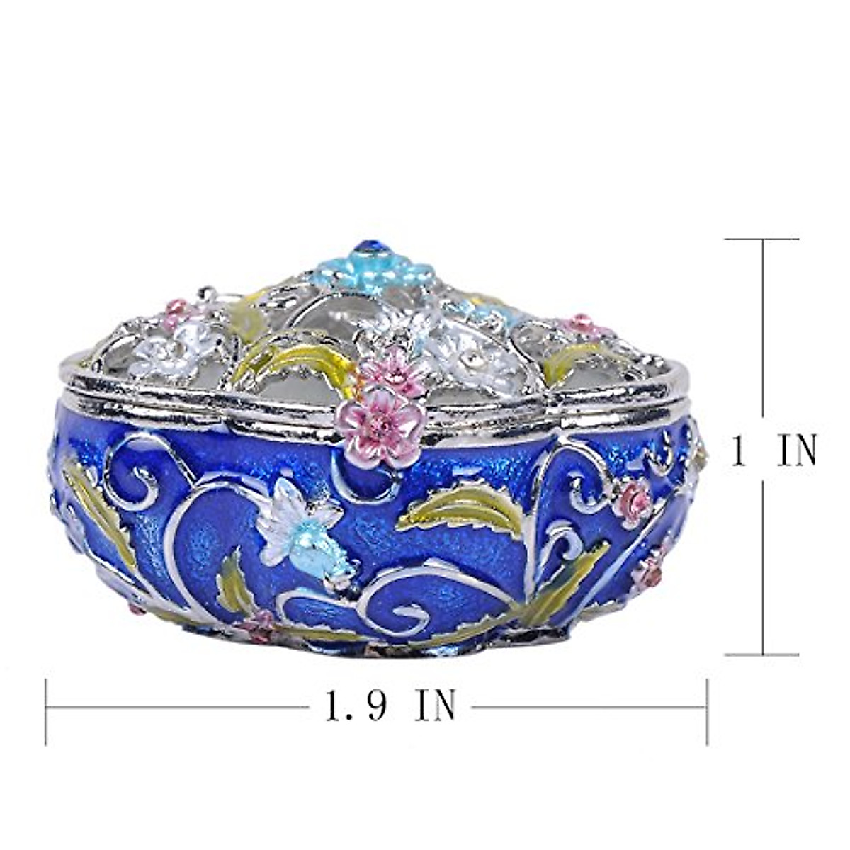 YU FENG Hinged Trinket Box Jeweled Hand-painted Patterns Jewelry Box Bejeweled Box Collectible for Women (flower box)