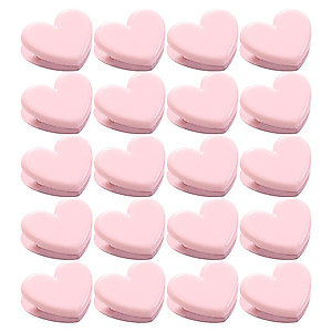 YARNOW 20pcs PlasticBag Clips Heart Shape Chip Bag Sealers Clamps Snack Coffee Potato Storage Sealing Slap Photo Picture Paper Holder for Kitchen Office, Pink, 3.2X2.5X1CM (TWGQRPH1017UYH103K0)