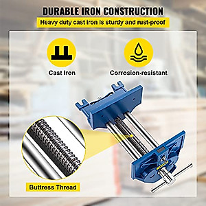 VEVOR Woodworking Vise, 9 Inch Woodworking Bench Vise Heavy-Duty Cast Iron Wood Working Vise, Quick Release Woodworker's Vise 10" Jaw Opening, Front Screw Vise for Woodworking, Cutting, and Drilling