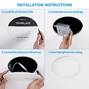 TORCHSTAR Ultra-Thin 8 Inch LED Recessed Light with Junction Box, 5%-100% Dimmable Aluminum Recessed Downlight, ETL & ES Listed, 3000K Warm White, 18W Slim Recessed Lighting, Pack of 6