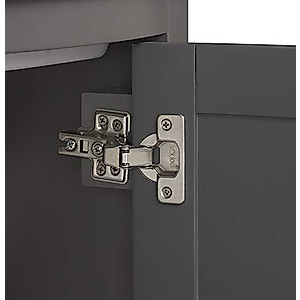 RUNFINE RFVA0069G 24 inch Wide All Wood Modern Gray Vanity with vitreous China top, 2 Doors and 1 Slow Close Arch Drawer