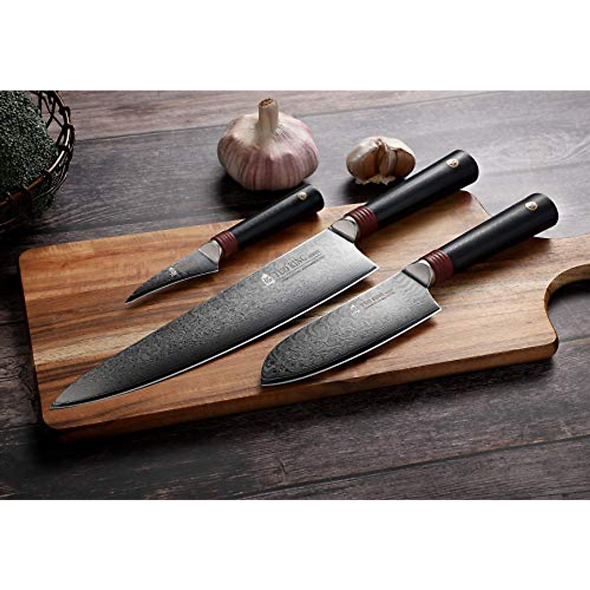 TUO Damascus Chef's Knife - Kitchen Chef Knives - Japanese AUS-10 Damascus Steel - Dishwasher Safe G10 Handle - Gift Case Included - RING-RC Series TC0301RC - 8"