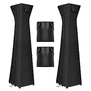 OutdoorLines Waterproof Outdoor Patio Heater Covers with Zipper and Storage Bag, Dust-proof UV-Resistant Windproof Propane Heavy Duty Heater Cover for Standing Heater, 2 Packs-90Hx23Lx23W inch Black