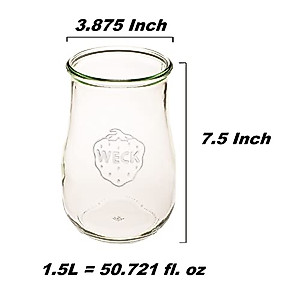 YeegfeyA Weck Jars - Weck Tulip Jars 1.5 Liter - Sour Dough Starter 2 Jars w/Wooden Lids