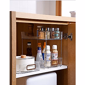 ICCGBHGO Bathroom Organizer Countertop, Bathroom Vanity Dresser Counter Shelf Storage, Clear Lotion Makeup Organizer Tray, Spice Under Sink Organizer Cabinet Rank for Bathroom Kitchen 2Tier