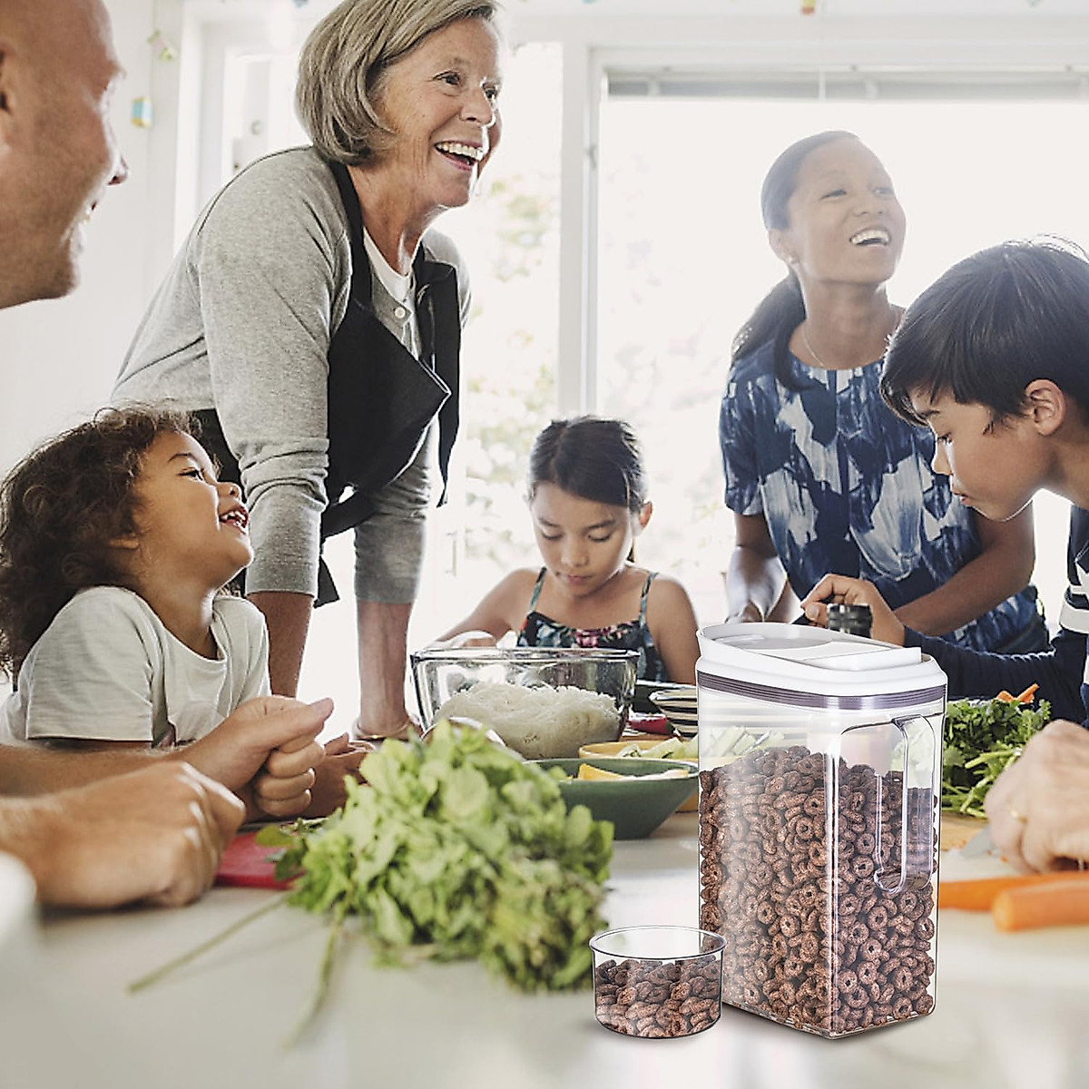 LivLab Cereal Container - 5Lbs Good Grips Airtight Rice Storage Bin Pet Food Dispenser with Lid + Measuring Cup Perfect for Pet Food & Kitchen Pantry Organization